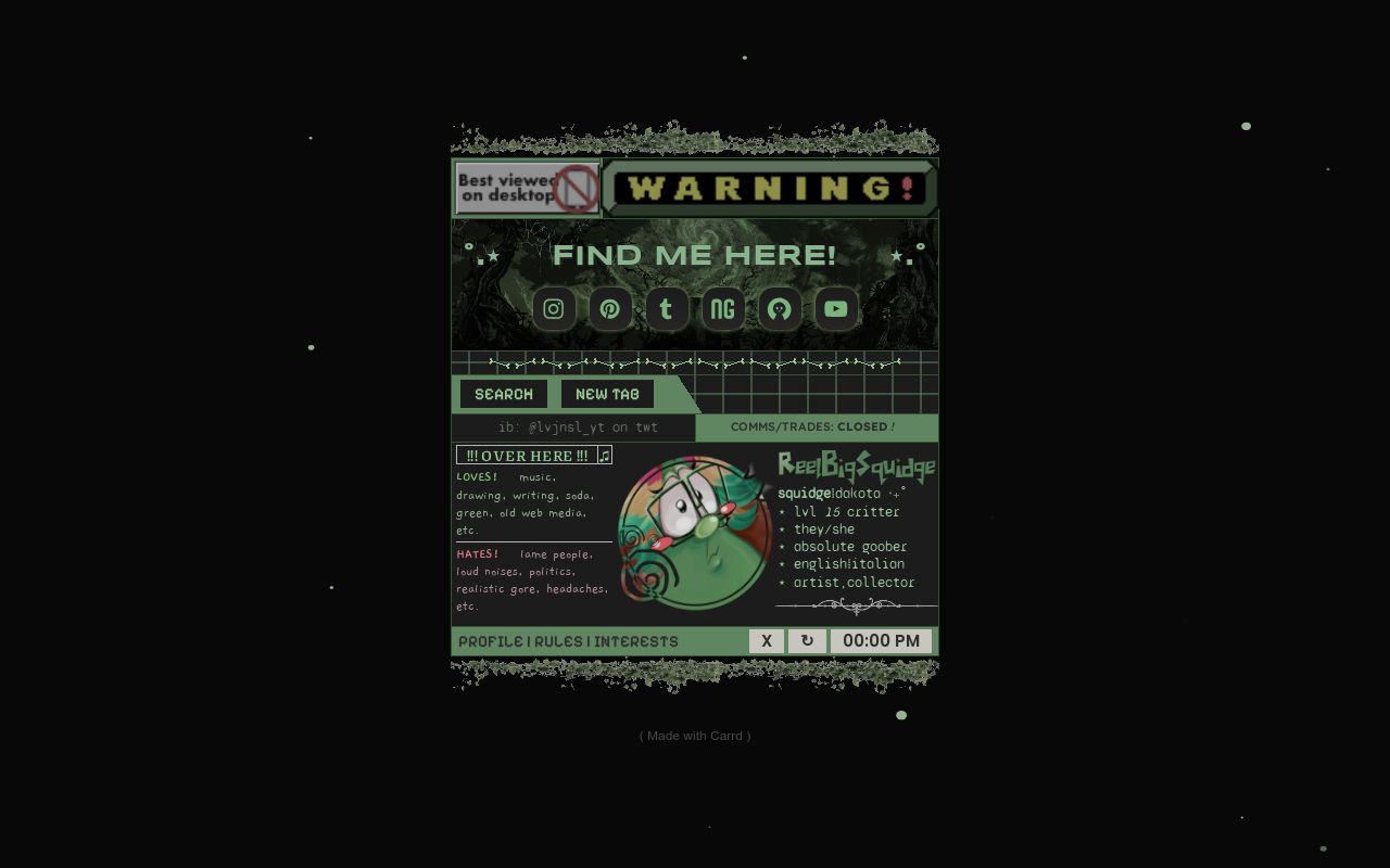 ⋮ reelbigsquidge's carrd .ᐟ ‧₊˚ ꒱